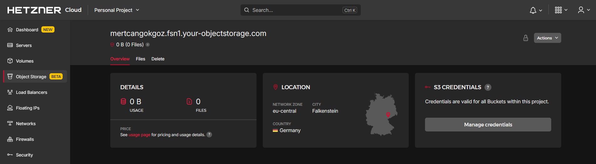 Hetzner Ile Kolay S3 Compatible Object Storage